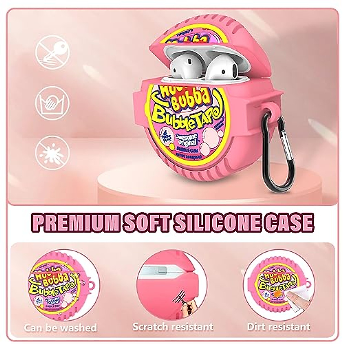 (3 Pack) Cute Airpod Case for Airpods 2&1, 3D Kawaii Silicone Cartoon Food Funny Protective Cover Accessories Skin for Airpod 1&2 Gen Charging Case for Girls Boys-(Bubble Gum+Sport Water+Takis)