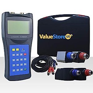 ValueStore.us Portable Digital Ultrasonic Flow Meter with Small & Medium Transducers for Pipes from 0.76 to 27 inch (20 to 700 mm) & from -40°F to 320°F (-40°C to 160°C). (USF-100)