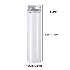 UKCOCO 12 PCS Flat-Bottomed Plastic Clear Test Tubes with Screw Caps Candy Cosmetic Travel Lotion Containers 110ml