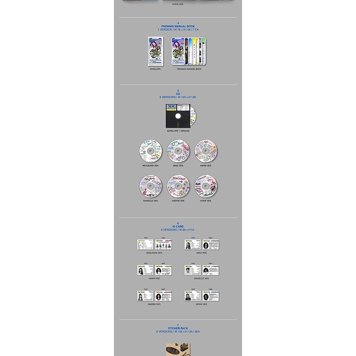 DREAMUS NewJeans New Jeans 1st EP Album Bluebook Version CD+Mini Poster On Pack+Log +Pin-up Book+Phoning Manual Book+ID Card+Sticker Pack+Photocard+Tracking Sealed (MINJI Version)