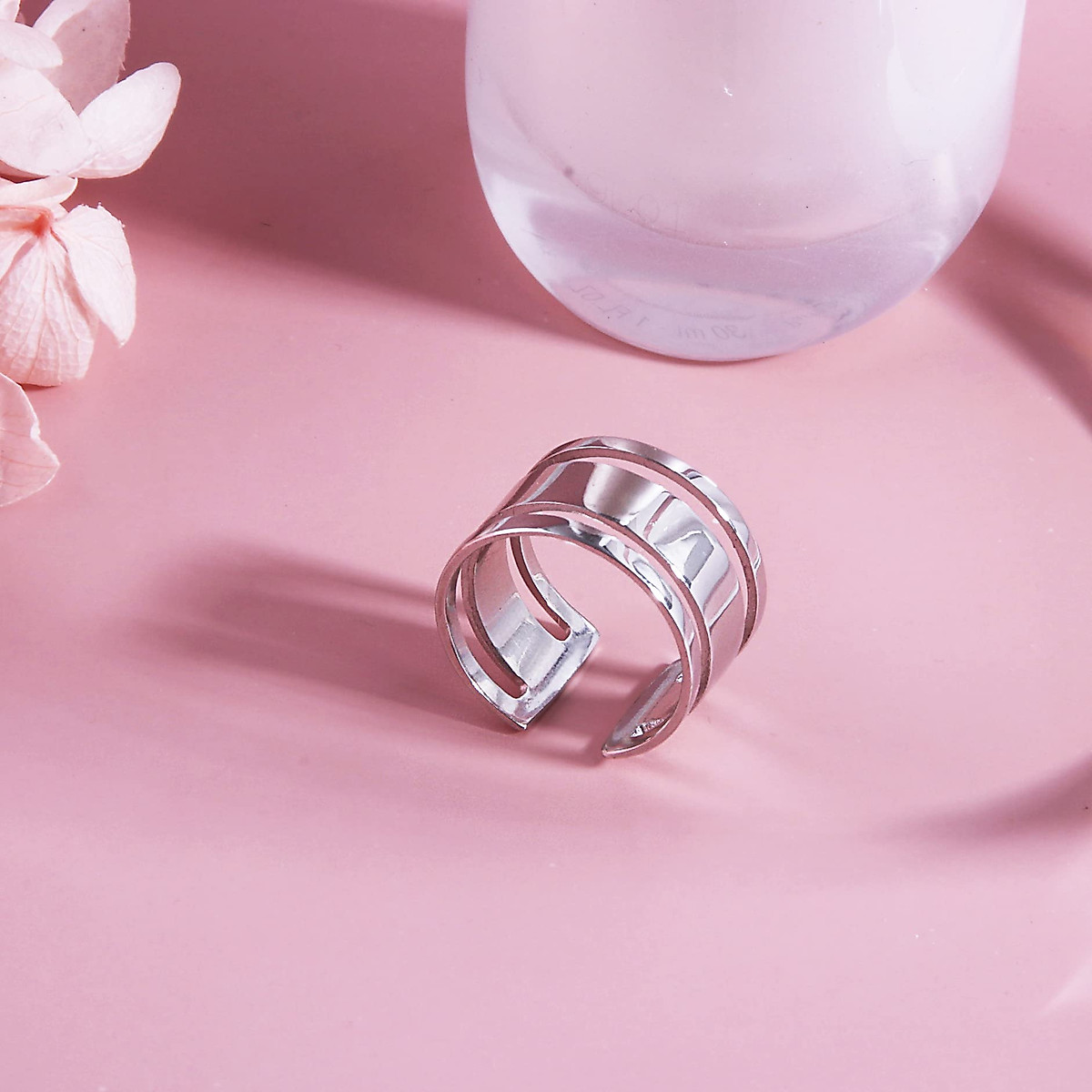 Helen de Lete Simple Cut-out S925 Sterling Silver Adjustable Ring