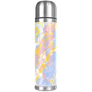 Stainless Steel Leather Vacuum Insulated Mug Abstract Texture Thermos Water Bottle for Hot and Cold Drinks Kids Adults 16 Oz