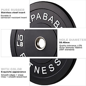 papababe Color Coded 160 LB Olympic Bumper Plate Set With Steel Insert for Weightlifting and Home Gyms