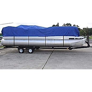 Vortex Direct Royal Blue 24' Ultra Pontoon/Deck Boat Cover, Elastic, Strap System, Fits 22'1" to 24' Long Deck Area, Up to 102" Beam