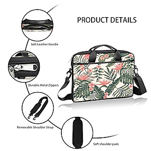 Palm Tree Flower Laptop Computer Bag Waterproof Shoulder Messenger Bag 13-15 inch Durable Laptop Tote Bag with Shoulder Strap Handle Lightweight Crossbody Briefcase