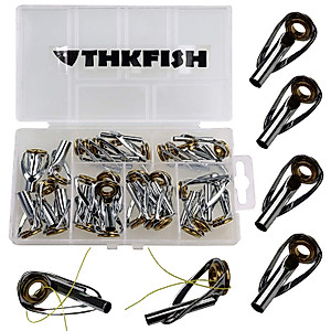 THKFISH Saltwater Rod Tip Repair Kit Heavy Duty Rod Repair Kit Stainless Steel Ceramics Fishing Rod Replacement Tips 30pcs