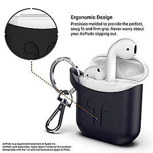 PodPocket Scoop AirPod Storage Case with Protective Translucent Silicone and Impact Protection Midnight Black