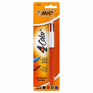 4 Color Ballpoint Pen, Retractable, .7mm, Fine Point, Asst. Ink, Orange Barrel (BICFM11) Category: Ballpoints