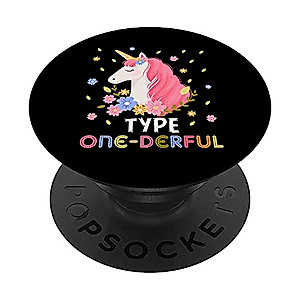 Type One-Derful Unicorn Funny Diabetic Type 1 Diabetes T1D PopSockets Swappable PopGrip