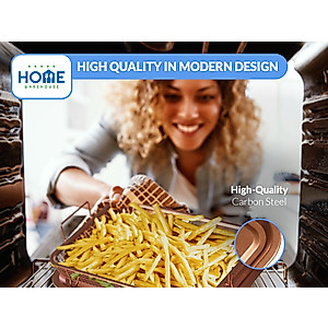 Home Warehouse Premium Carbon Steel Air Fryer Basket for Oven | Superior Craftsmanship | Sleek Design | Robust, Rust-Proof and Dishwasher-Safe