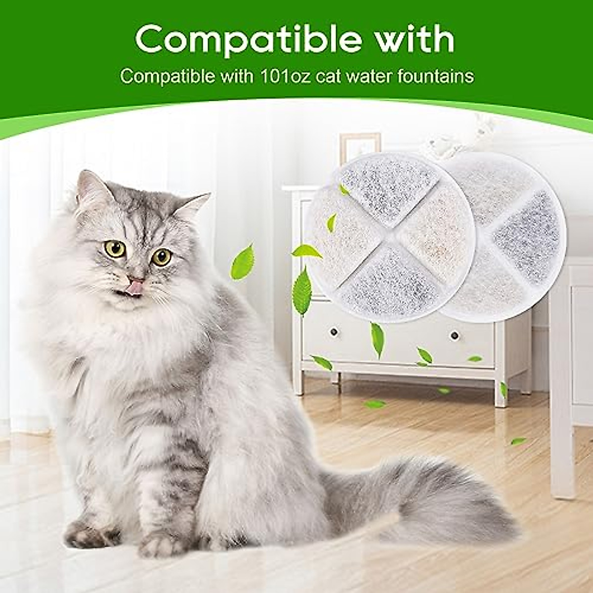 MyfatBOSS Cat Fountain Filters, 8 Pack Cat Filters for Water Fountain, Pet Water Fountain Filter, Cat Water Fountain Filter Replacement Compatible with 101 oz Cat Water Fountain