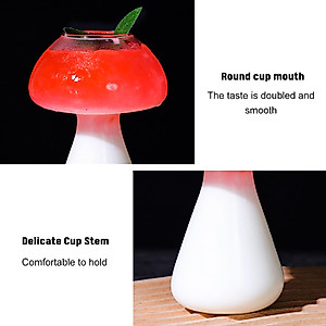 Moretoes 2pcs 8.5oz Mushroom Glasses, Cute Cocktail Glass Creative Martini Glasses Drinks Cup for Juice Wine Champagne (250ml)