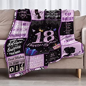 18th Birthday Blankets for Girls, 18th Girl Birthday Blanket 50"x60" Birthday Decoration, Sweet 18th Girls Birthday Blanket Throw Blanket for Couch Bed, Soft Blanket Birthday Blankets for Girl