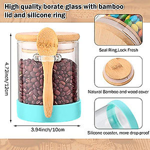 6 Pcs 17 oz Airtight Glass Jars with Bamboo Lids, Spoons and 6 Silicone Bottom Rings, Sealed Glass Container Clear Food Storage Canister for Candy Cookie Rice Sugar Flour Tea Nuts Coffee Beans