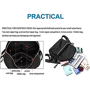 Backpack for Women, Nylon Travel Backpack Purse School Shoulder Bag Small Casual Travel Daypack for Girls Ladies