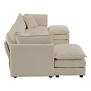 CALABASH Comfort U Shaped Couch with Reversible Chaise, Modular Large U-Shape Sectional Sofa, Double Extra Ottomans, Chenille Soft Sofa