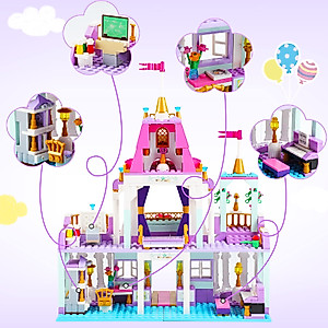 Girls Princess Castle Building Blocks , 667Pcs Dream Castle Building Blocks Toys Pink Palace,Creative Roleplay Toys Birthday Gifts with Storage Box for Kids Girls 6 7 8 9 10 11 12 Years Old