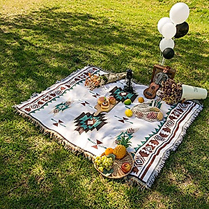 Hopstar Aztec Throw Blanket Navajo Indian Blankets and Throws Boho Western Decor Couch Cover Blanket for Bed Sofa Living Room Beach Travel 51"x63"