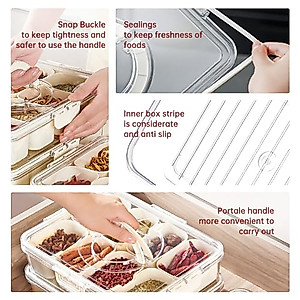 ALEXPRE 2 Pack Divided Serving Tray with Lid, Snack Box, Portable Snack Platters Organizer, Charcuterie Container with 8 Compartments & 5 Forks, Food Storage Containers, Keep Your Candy, Chips Fresh.