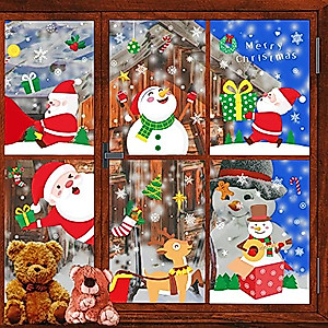 Macood Christmas Window Cling Stickers for Xmas Holiday Easter Party Gift, Decoration of Student Dormitories/ Homes/ Restaurants/ Hotels - 8 Sheets
