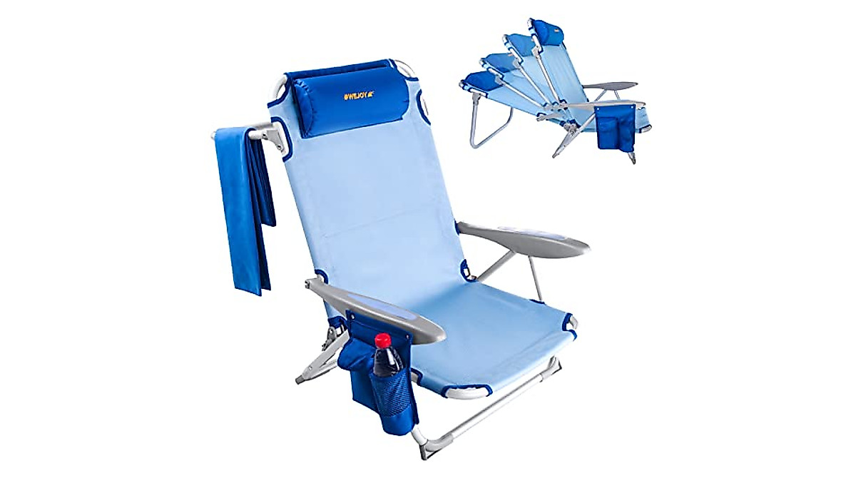 Lightweight WEJOY Folding Beach Chair - 4-Position Comfort
