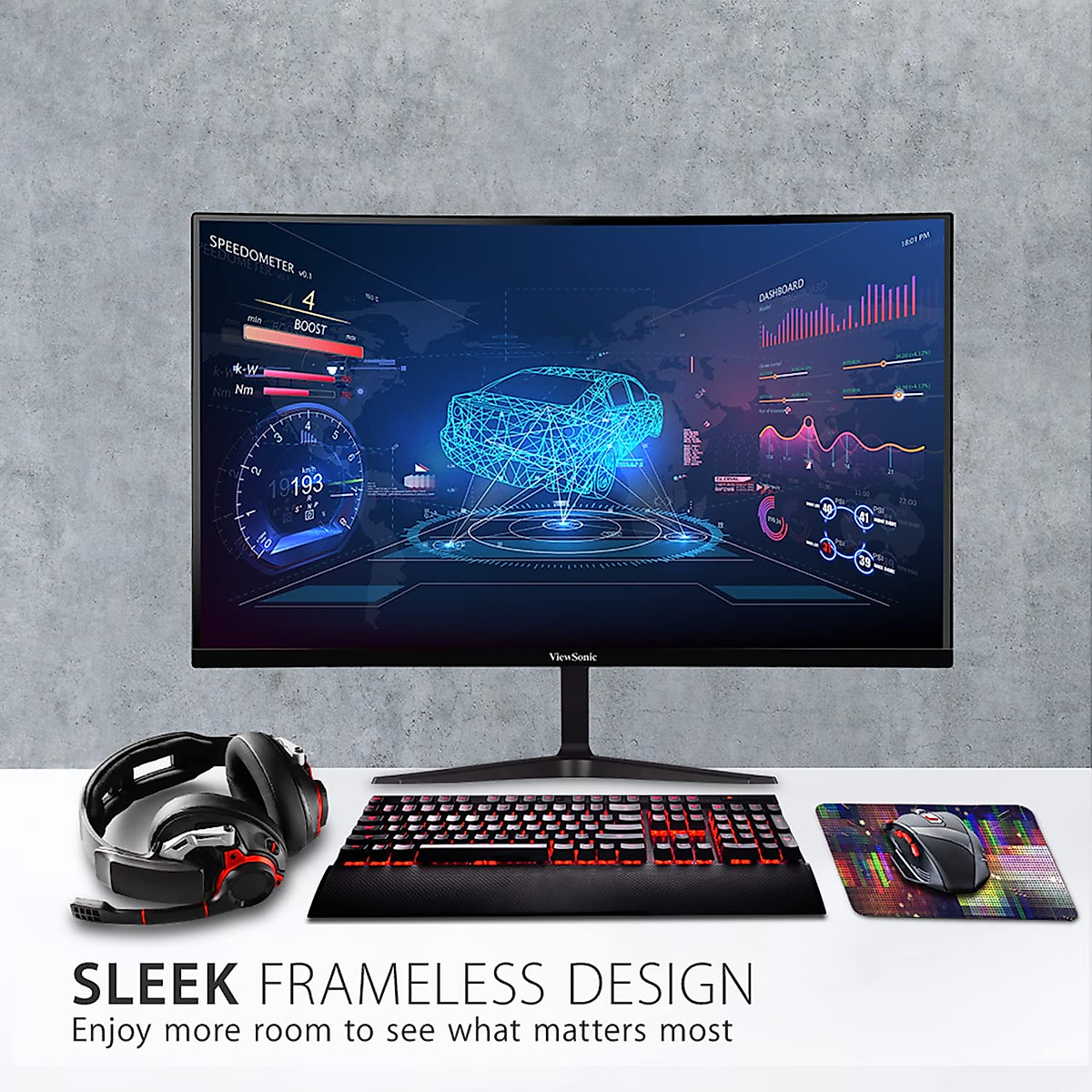 ViewSonic VX3218-PC-MHD 32 Inch Full HD 1080p 165Hz 1ms Curved Gaming Monitor with Adaptive-Sync Eye Care Frameless HDMI and Display Port (Renewed)