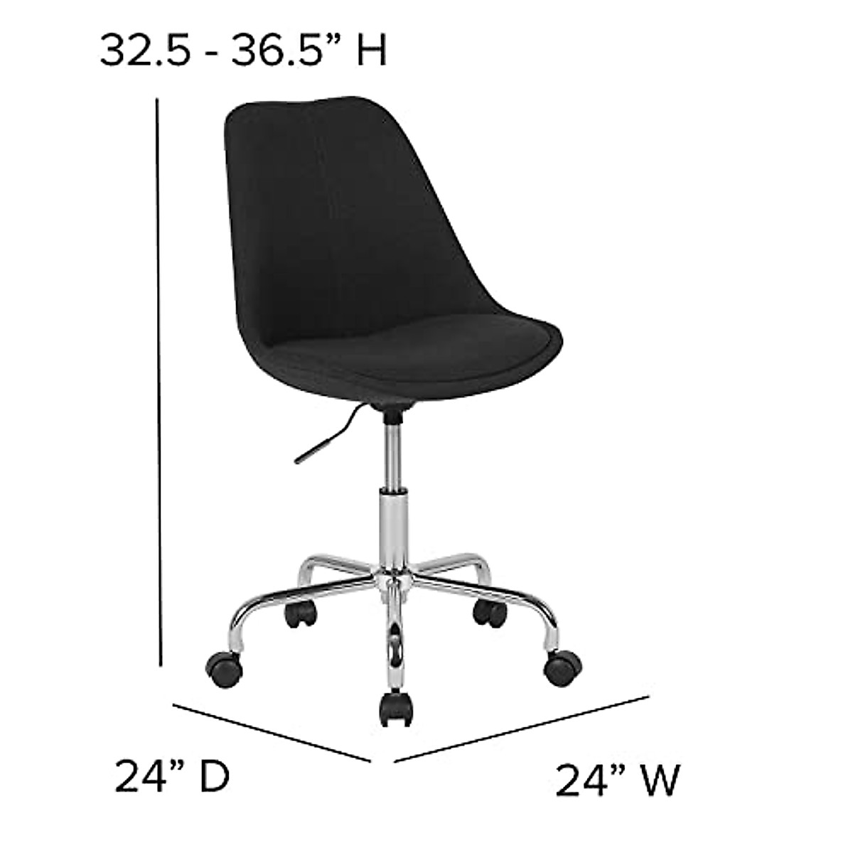 Flash Furniture Aurora Series Mid-Back Black Fabric Task Office Chair with Pneumatic Lift and Chrome Base