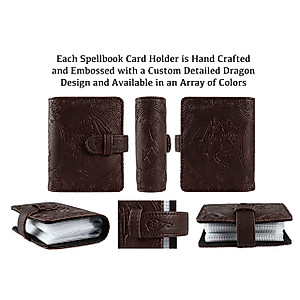 Forged Dice Co Spellbook of Incantations (Dragon Edition) Spellbook Card Holder & Deck of Dry Erase Cards with Velvet Storage Bag - Storage for D&D Spell Book Monster Magic Item Cards