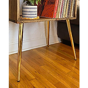 Table for Record Player Stand Cabinet MCM Mid Century Modern Metal Golden Legs Active Restock requests: 0