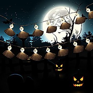 KIMOBER 20 LEDs Halloween Ghost String Lights,Battery Powered Lighting Decoration for Halloween Outdoor Indoor Party