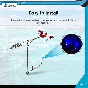 MARINE CITY 316 Grade Stainless Steel Marine Sailboat Masthead Wind Direction Indicator 14-1/2 Inches Stainless Steel LED Light for Marines – Boats – Yachts (Pack of 1)