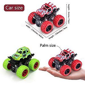 XHAIZ 2PCS Monster Trucks Toys for 3 Year Old Boys， Pull Back Cars Toy for Toddler, Friction Powered Monster Truck,Cars Birthday for Kids Ages 3 4 5 6 7 Boys and Girls (Red and Green)