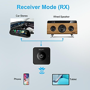 Bluetooth Transmitter Receiver, Wireless Bluetooth Transmitter for TV/PC, Bluetooth Receiver for Speakers and Home Stereo, 450mAh Large -Capacity Battery, Supports 3.5mm AUX, RCA, Optical Port (Black)