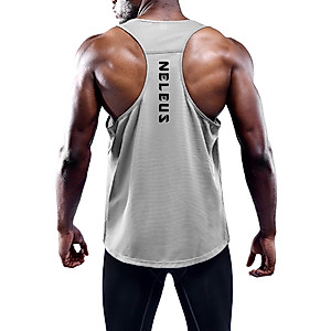 NELEUS Men's Workout Running Tank Top Sleeveless Gym Athletic Shirts Pack of 3,5080,Black/Grey/Blue,L