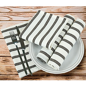 ROYALE Kitchen Towel 4 Pack - 100% Cotton Kitchen Dish Towel - Tea Towels - Reusable Cleaning Cloths - Highly Absorbent Bar Towel - Large Dish Towels - Wiping Cloth - (20x28 Inch, Wide Stripe)