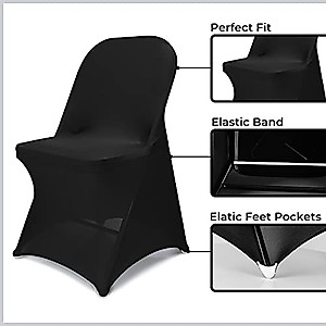 Babenest Spandex Folding Chair Covers - 25 PCS Upgraded Universal Stretch Washable Fitted Chair Slipcovers Protector for Wedding, Holidays, Banquet, Party, Celebration (Black)