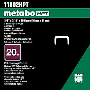 Metabo HPT 11802HPT 20 Ga Galvanized Staples 7/16" Crown 7/16" x 3/8" 20 Ga EG | 5000 Count