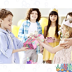 MAMUNU Gift Wrapping Paper Set Girls, 8 Sheets Mermaid Wrapping Paper with Stickers, Colorful Pink Kraft Wrapping Paper for Girls Women Kids Birthday Baby Shower Holiday Party, 20x27 Inch Per Sheet