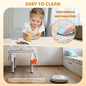 JOYMOR Height-Adjustable Kids Table and 2 Chairs Set, Toddler Table and Chair Set for Kids 2-8 Suitable for Crafts and Study, 2 Pen Boxes, Graffiti Tabletop, Anti-Slip Chair Legs (Light Grey)