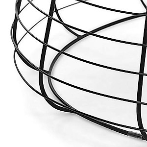 ClickDecor Lydia Matte Black Wireframe Coffee Table, Modern Farmhouse Round Living Room Accent Furniture Distressed Wood Finish Tabletop, Fully Assembled, Brown 23.6D x 23.6W x 19.7H in