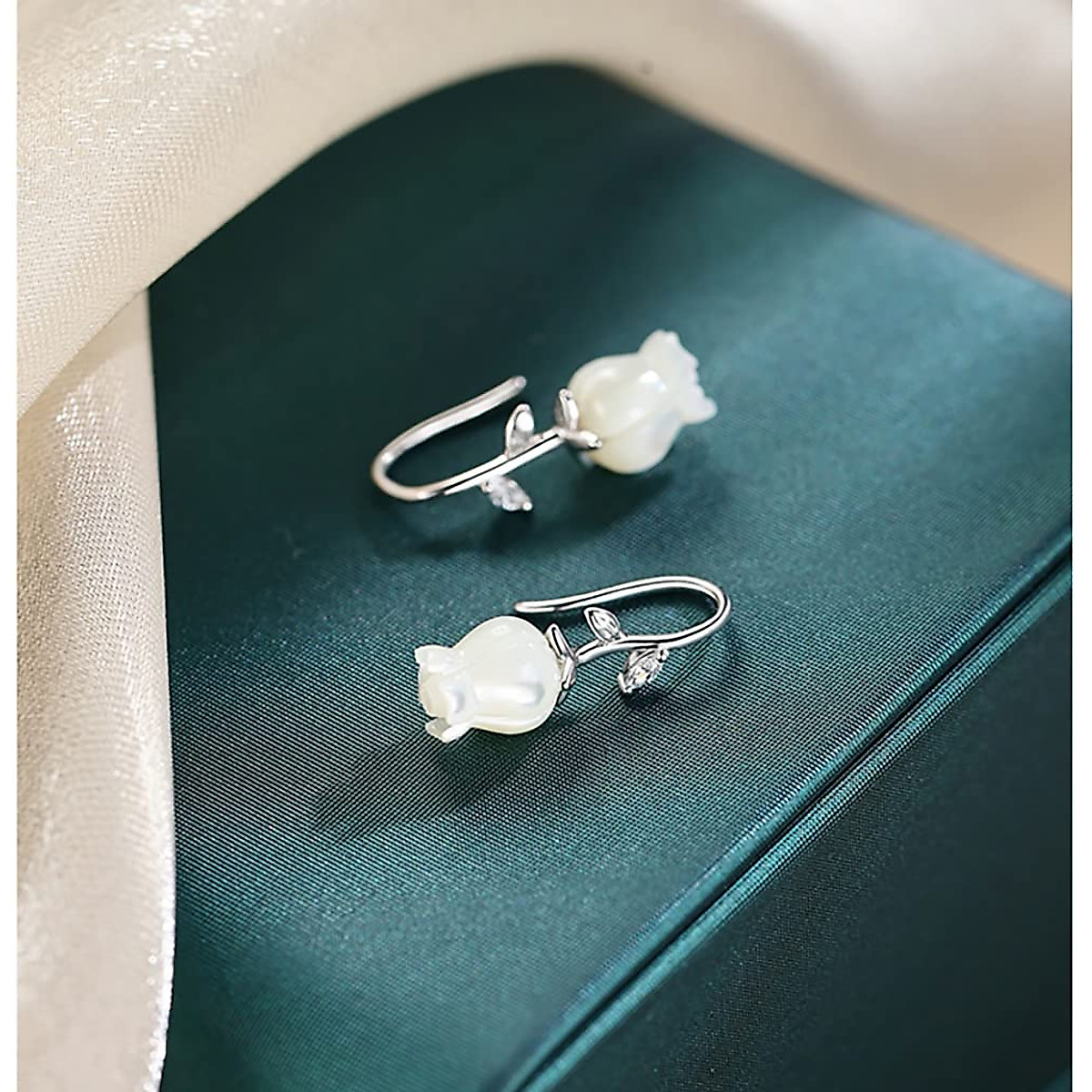 Reffeer Solid 925 Sterling Silver Flower Crawler Cuff Earrings Wraps for Women Flower Wrap Earrings Climber (A-Silver)