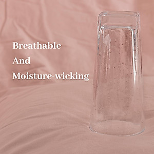 NEXHOME PRO Duvet Cover Set Queen Size Linen Feel Textured Organic Natural 100% Washed Cotton Duvet Cover 3 Pieces Bedding Set with Zipper Closure, Breathable, Soft, Pink (No Comforter)