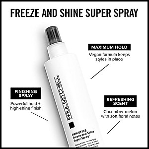 Paul Mitchell Freeze and Shine Super Hairspray, Maximum Hold, Shiny Finish Hairspray, For Coarse Hair, 16.9 Fl Oz (Pack of 1)
