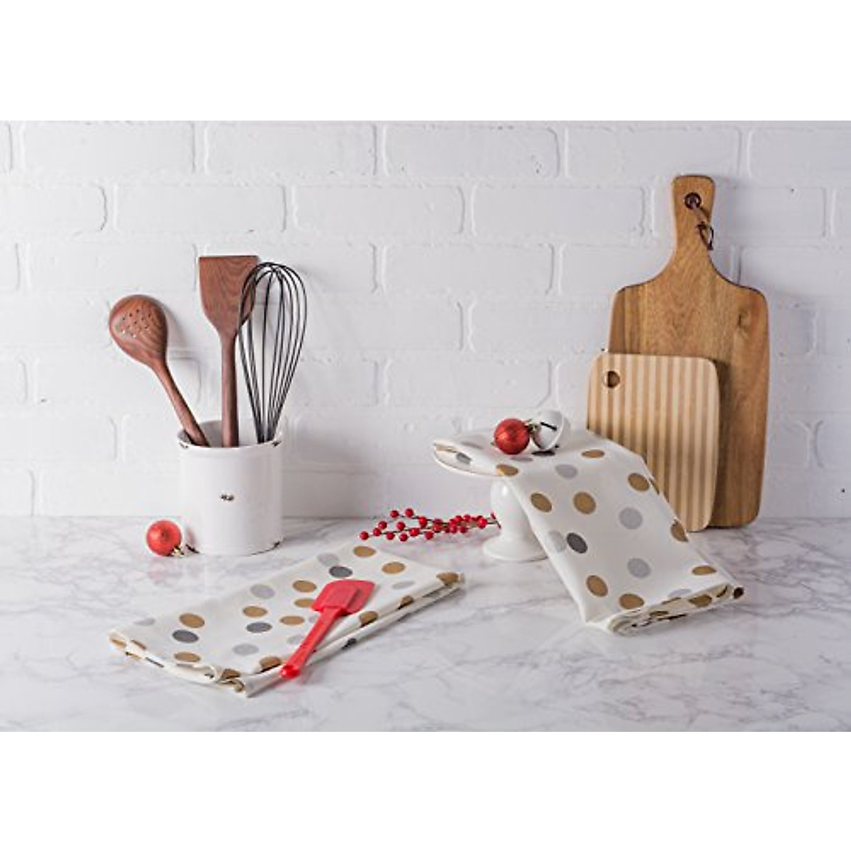 DII Christmas Dish Towels Decorative Metallic Holiday Kitchen Towel Set, 18x28, Confetti, 2 Count