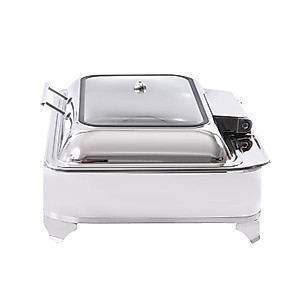 Electric Chafing Dish, 9L Food Warmer with Stainless Steel Buffet Server and Warming Tray, 45-80℃ Adjustable Temperature, Transparent Lid, Chafing Dish Buffet Set for Weddings Parties