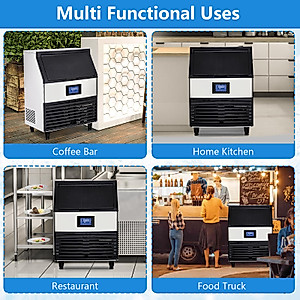 Towallmark Commercial Ice Maker 440lbs/24H, Stainless Steel Under Counter ice Machine with 40L Ice Storage Capacity, 8 * 20 Ice Cube Freestanding Ice Maker