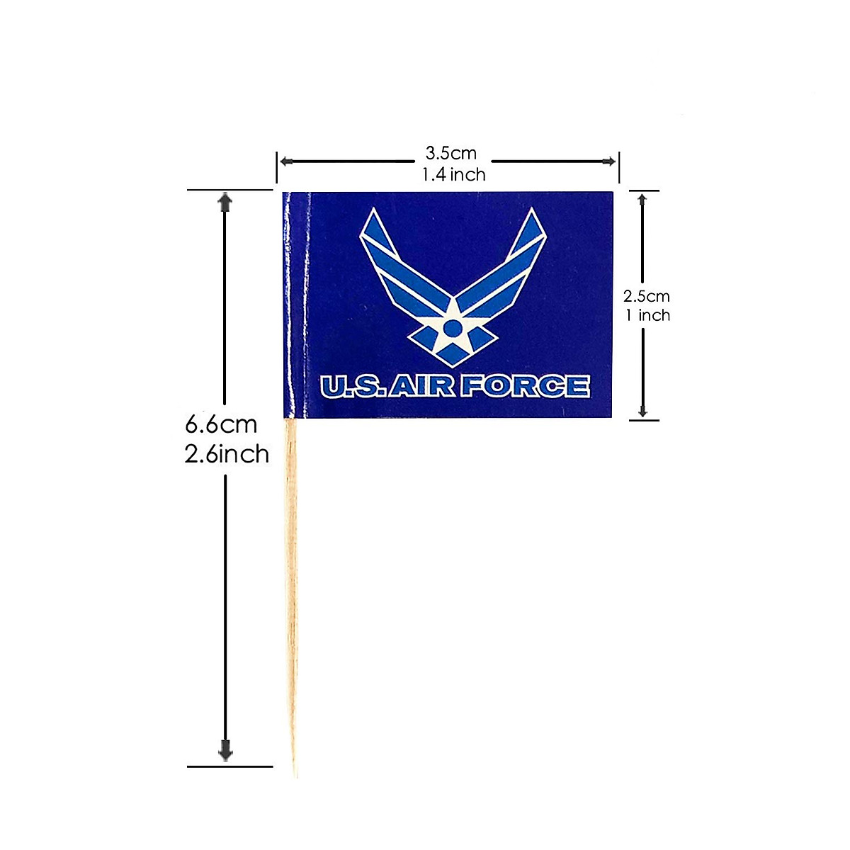 JAVD 100 Pcs US Air Force Wings Cake Topper Flag, Small Mini United States Military Air Force Wings Toothpick Flags On Stick,Decorations Supplies for Army Party Events Celebration