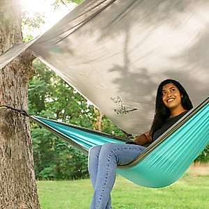 Wise Owl Outfitters Hammock Tarp, Hammock Tent - Rain Tarp for Camping Hammock - Camping Gear Must Haves w/Easy Set Up Including Tent Stakes and Carry Bag - Standard Grey