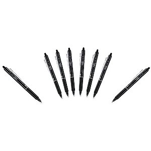 Pilot FriXion Clicker 0.7mm, Erasable Gel Pens, Fine Point, Black Ink (8 Pack)