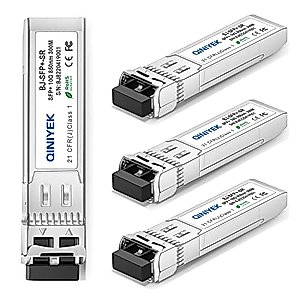 4Pack 10GBase-SR SFP+ LC Module, SFP Multi-Mode Gbic Transceiver 850nm,up to 300 Meters, Compatible with Cisco SFP-10G-SR, Unifi UF-MM-10G, Meraki MA-SFP-10GB-SR,Fortinet,Mikrotik,Netgear,Supermicro
